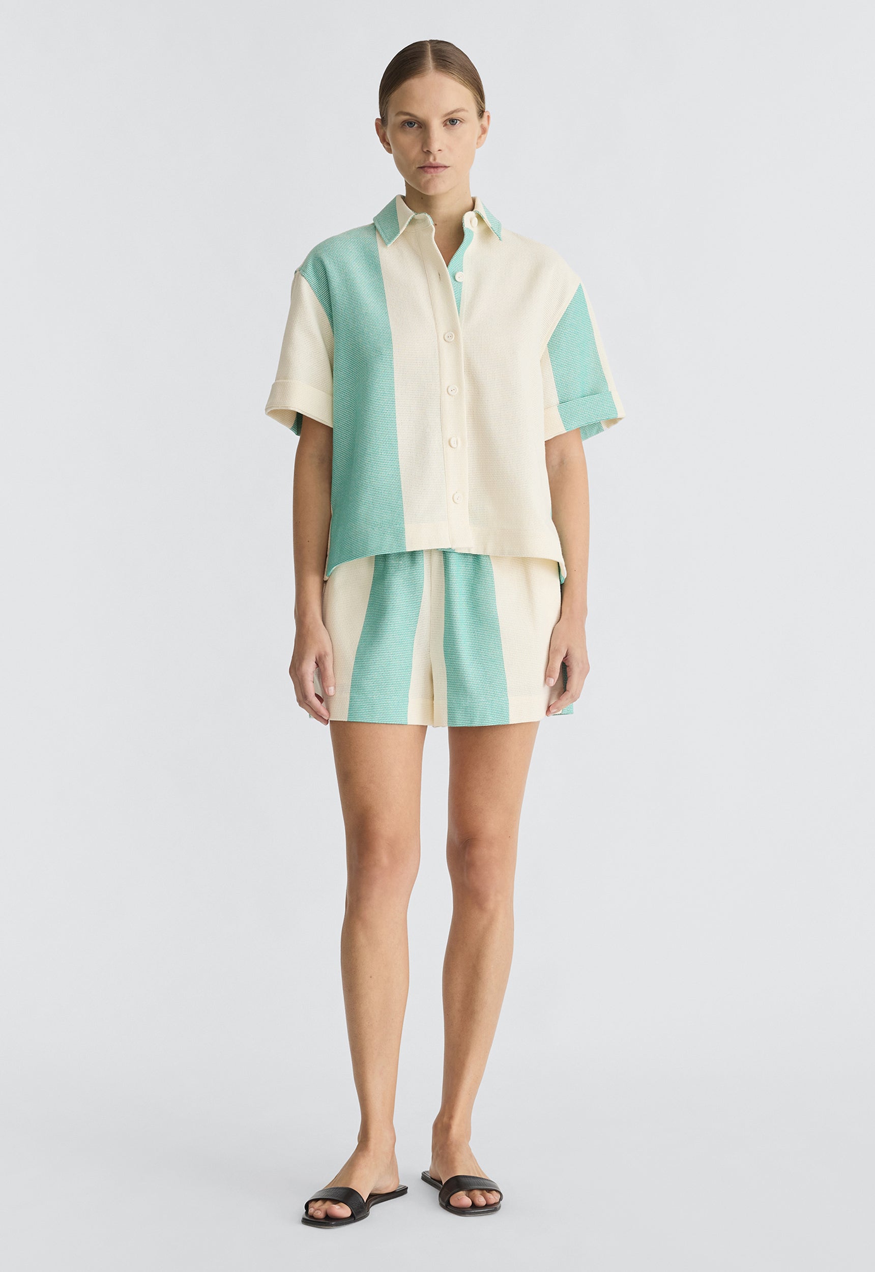 Rooney Cotton Shirt in Emerald/Ecru | Women's Tops – Jac + Jack AU